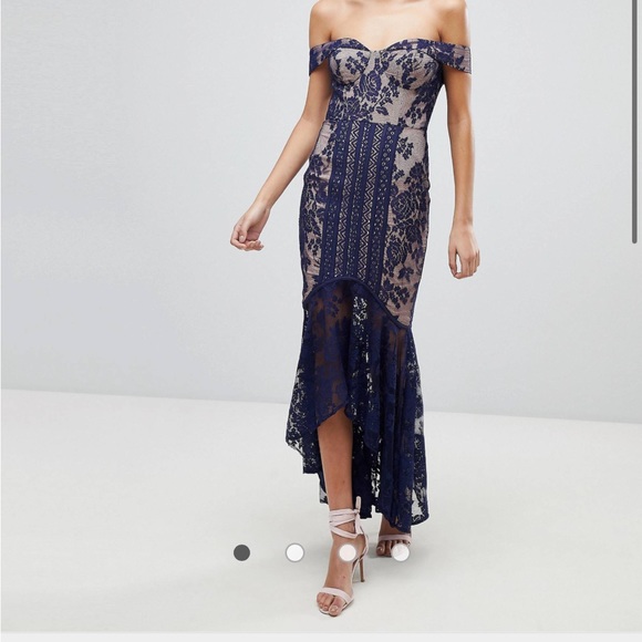 ASOS | Dresses | Asos Jarlo All Over Lace Off Shoulder Fishtail Midi ...